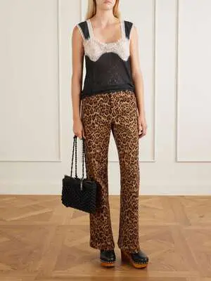 Anna Sui Animal-print Cotton-blend Wide-leg Pants