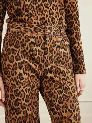 Anna Sui Animal-print Cotton-blend Wide-leg Pants