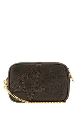 GOLDEN GOOSE Dark Leather Mini Crossbody Bag With Star Applique - Brown