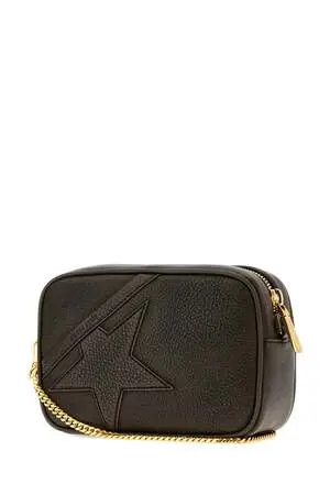GOLDEN GOOSE Dark Leather Mini Crossbody Bag With Star Applique - Brown