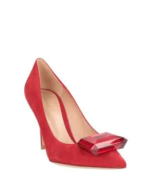 GIANVITO ROSSI Suede Embellished Stilettos - Red