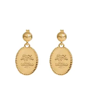 Celine Triomphe Medal Earrings - Gold