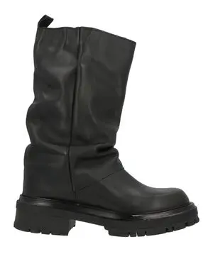 NILA & NILA Leather Gathered Round Toe Block Heel Boots