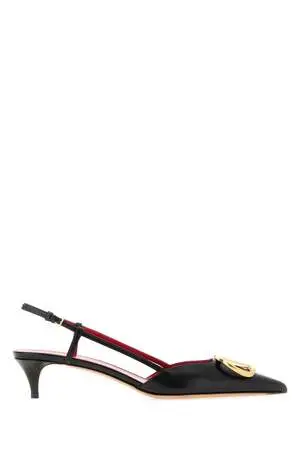 Valentino Garavani Leather Vlogo Signature Slingback Pumps - Black
