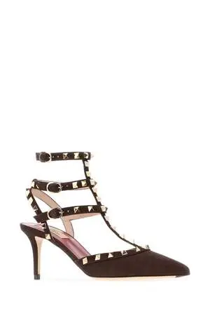 Valentino Garavani Dark Suede Rockstud Pumps - Brown