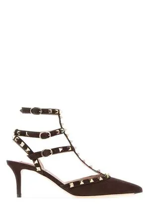 Valentino Garavani Dark Suede Rockstud Pumps - Brown