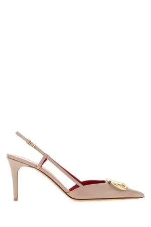 Valentino Garavani Antiqued Leather Vlogo Signature Slingback Pumps - Pink