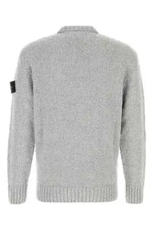 Stone Island Light Grey Wool Blend Textured Pullover - Gray