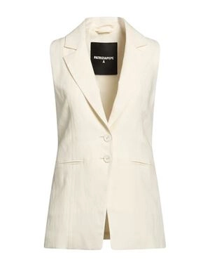 Patrizia Pepe Essential Tailored Vest Ivory Size Viscose, Linen - White