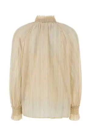 Zimmermann Cream Cotton Blend Aster Shirt With Metallic Stripes