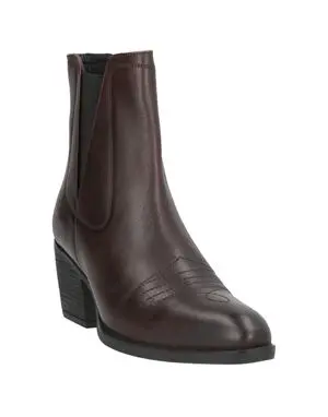 CAFÈNOIR Dark Leather Embroidered Ankle Boots