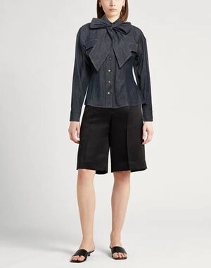 Brunello Cucinelli Denim Bow-tie Neck Long Sleeve Shirt