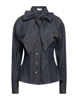 Brunello Cucinelli Denim Bow-tie Neck Long Sleeve Shirt