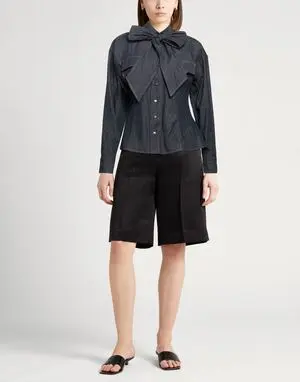 Brunello Cucinelli Denim Bow-tie Neck Long Sleeve Shirt
