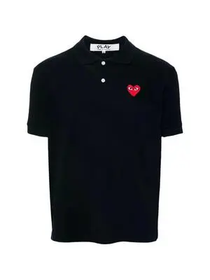 Comme Des Garçons Heart Patch Polo Shirt - Black