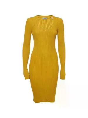 Burberry Rib-knit Midi Dress - Yellow