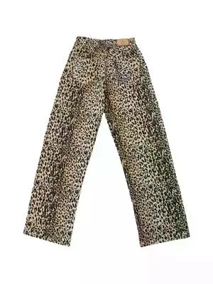 HTC LOS ANGELES Leopard-print Wide-leg Jeans