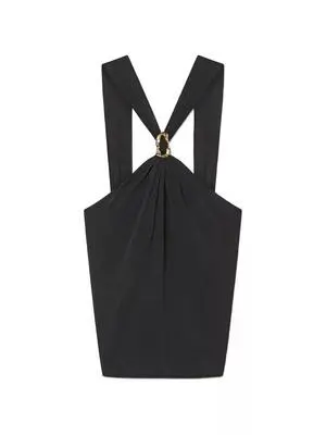 FORTE_FORTE Crepe Halterneck Top With Gold-tone Buckle Detail