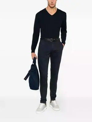 Boggi Milano Straight-leg Stretch-cotton Chino Trousers - Blue