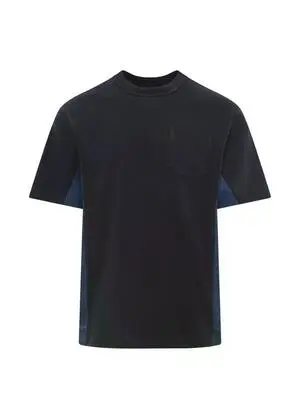 Sacai Denim-panelled Cotton-jersey T-shirt - Blue