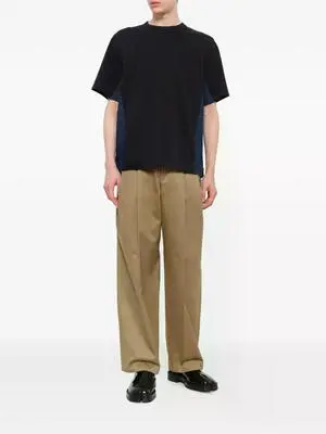 Sacai Denim-panelled Cotton-jersey T-shirt