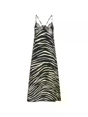 Zadig&Voltaire Zebra Print Lace Trim V-neck Dress