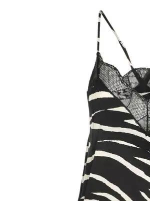 Zadig&Voltaire Zebra Print Lace Trim V-neck Dress