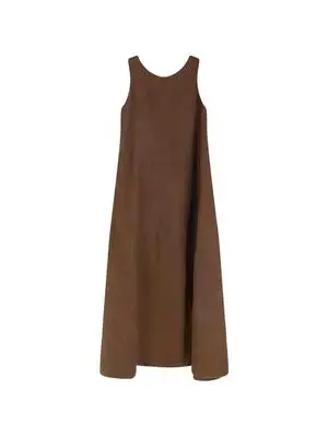 CO.GO Sleeveless Flared Long Dress - Brown