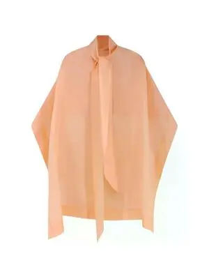 Alberta Ferretti Asymmetrical Tie-neck Cape - Orange