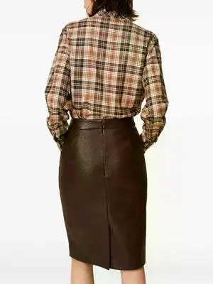 TWINSET Faux Leather Midi Skirt