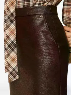 TWINSET Faux Leather Midi Skirt