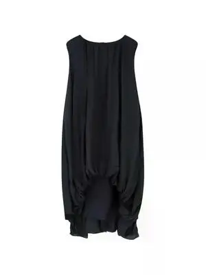 LAMRONS Asymmetrical Drawstring Dress - Black