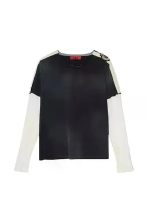 424 Layered-sleeve Crest-patch T-shirt - Black