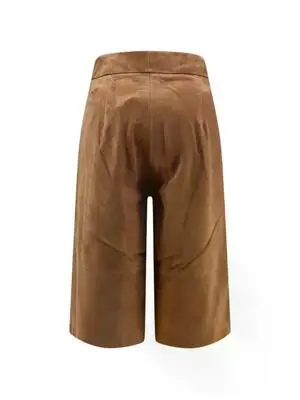SCARLETT POPPIES Inez Suede Bermuda Shorts - Brown