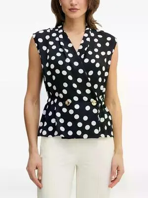 Joseph Ribkoff Polka-dot Wrap-style Top - Blue