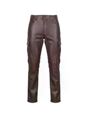 Isaia Leather Cargo Pants - Red