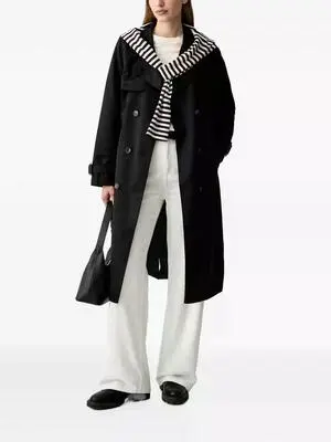 Dkny Quilted-hood Double-breasted Trench Coat - Black