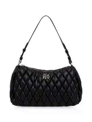 Dkny Remy Quilted Logo-plaque Shoulder Bag - Black