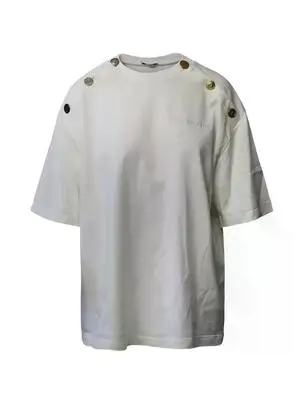 Alexander McQueen Button-embellished Cotton T-shirt - White