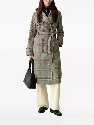 Dkny Gingham-pattern Hooded Trench Coat - Neutrals