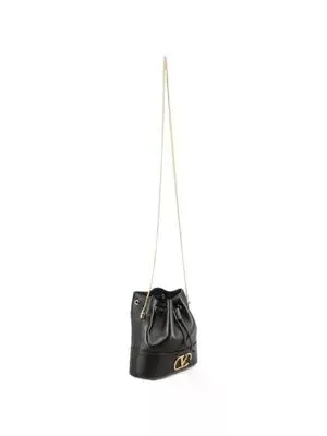 Valentino Garavani Vlogo Signature Leather Bucket Bag - Black