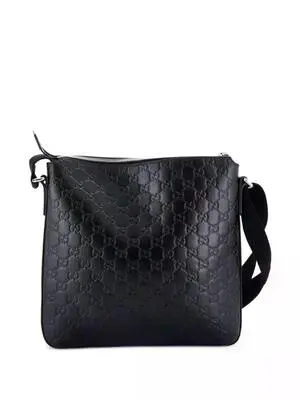 Gucci Signature Embossed Leather Messenger Bag