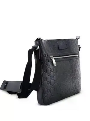 Gucci Signature Embossed Leather Messenger Bag