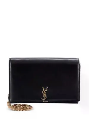 Saint Laurent Classic Monogram Flap Chain Wallet Leather Clutch Bag - Black