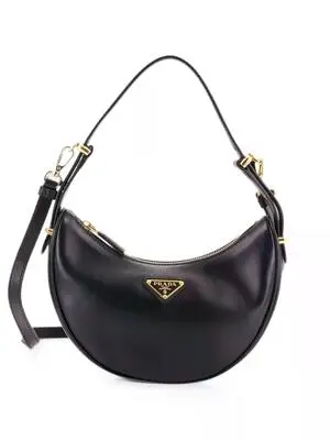 Prada Arque Half Moon Leather Small Hobo Bag - Black