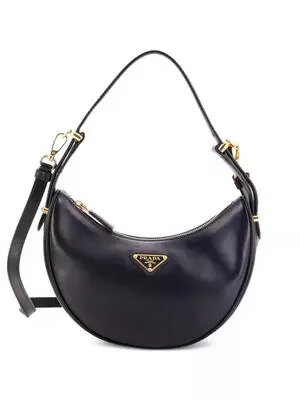 Prada Half Moon Leather Small Hobo Bag - Black