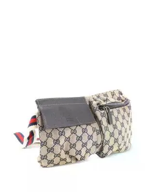 Gucci Vintage Double Gg Canvas Belt Bag - Blue