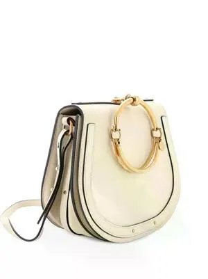 Chloé Nile Leather Medium Crossbody Bag With Hoop Handle - Neutrals