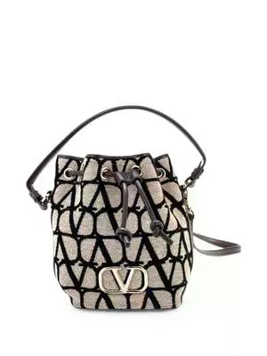 Valentino Garavani Vlogo Signature Toile Iconograph Mini Bucket Bag - Brown