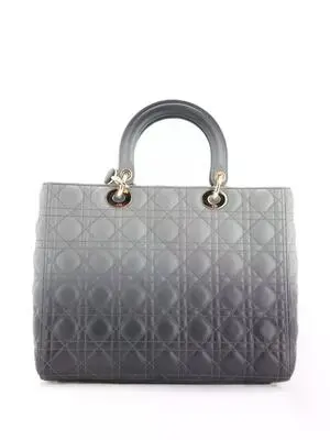 Dior Lady Lambskin Cannage Quilt Large Tote Bag - Grey
